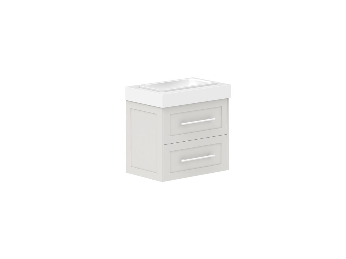 Kado Lux Ensuite All Drawer Twin 600mm Wall Hung Vanity Centre Basin ...