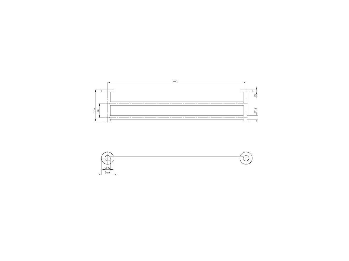 Phoenix Radii Double Towel Rail Round 600mm Matte Black from Reece