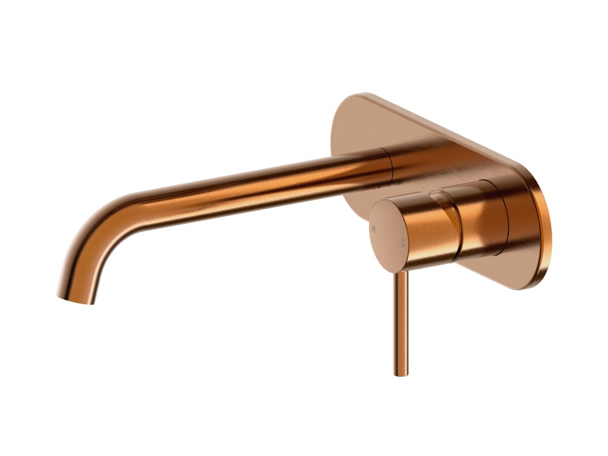 Mizu Drift Wall Basin / Bath Mixer Set with Curved Spout Kit Brushed ...