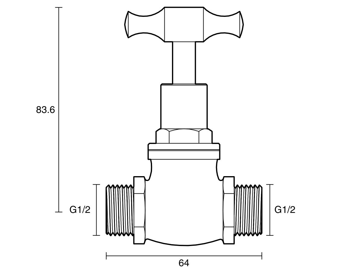 Dura Stop Tap Male & Male T-Head Rough Brass 15mm Lead Free from Reece