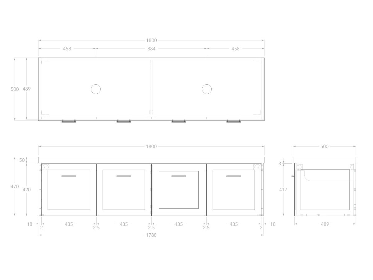 Kado Lux All Door 1800mm Wall Hung Vanity Double Basin 50mm Cherry Pie ...