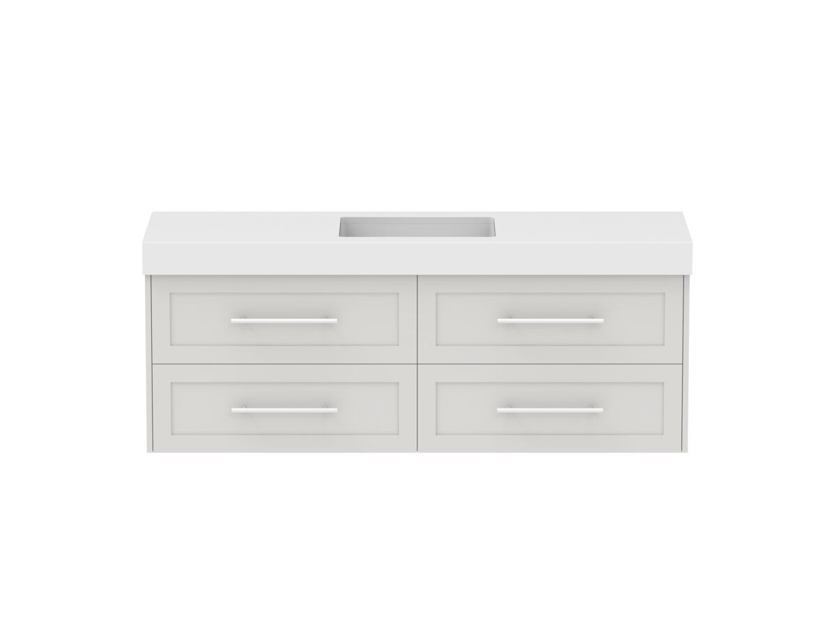 Kado Lux Drawer Vanity Unit Wall Hung 1500mm Centre Bowl 90mm Durasein ...