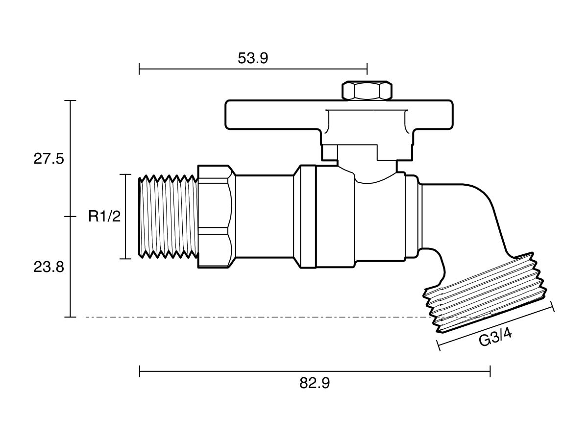 Dura 1/4 Turn Lever Garden Tap 15mm Male Lead Free from Reece
