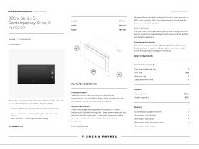 Fisher & Paykel OB90S9LEX2 Oven 9 Function 90cm from Reece