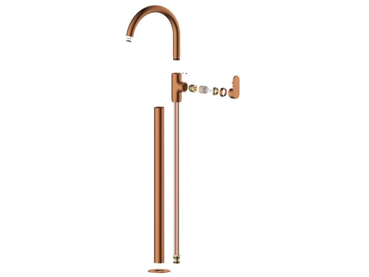 Mizu Soothe MK2 Floor Mounted Bath Mixer & Outlet Trimset Brushed ...