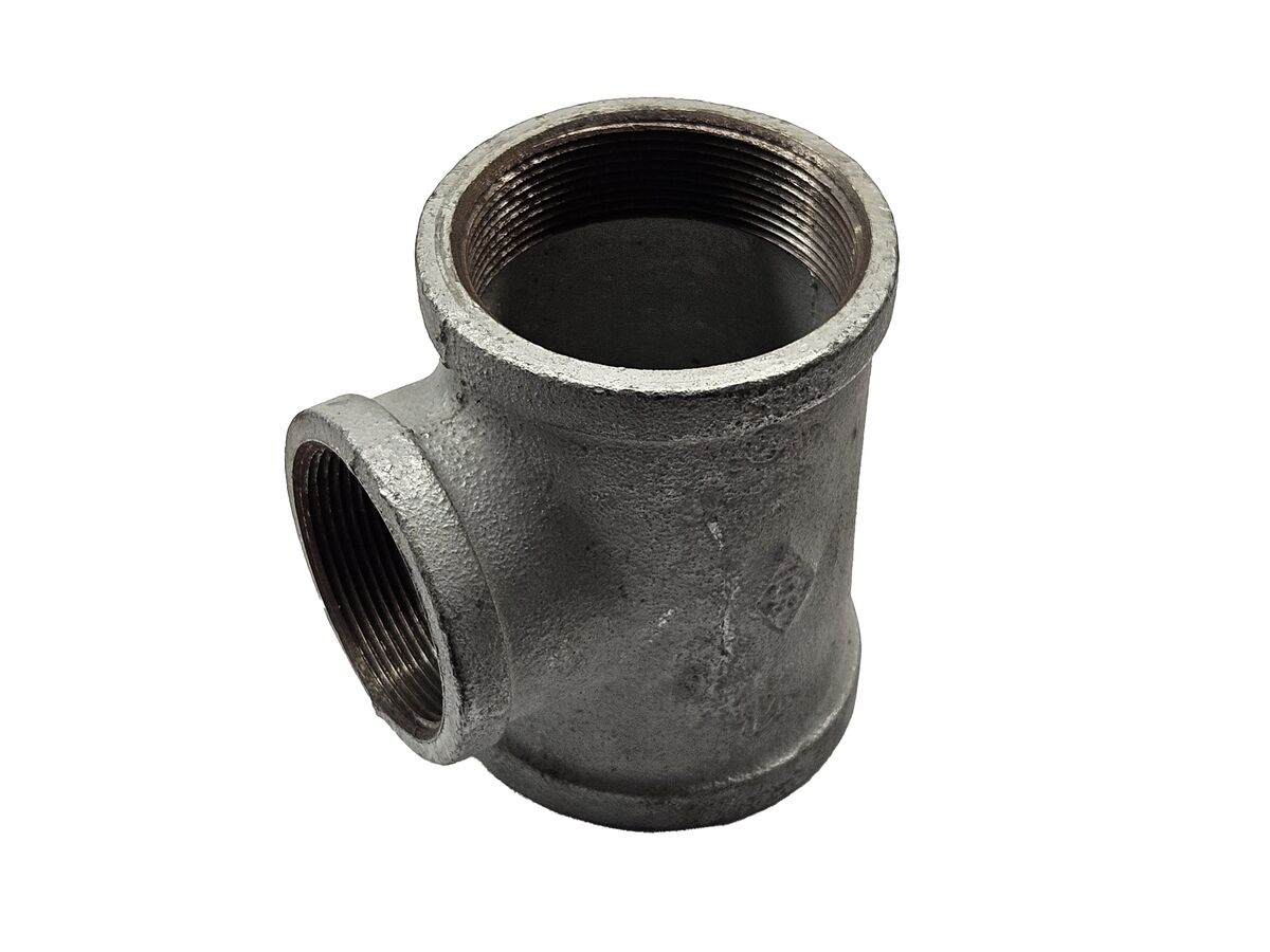 Galvanised Malleable Iron Reducing Tee 65mm x 50mm from Reece