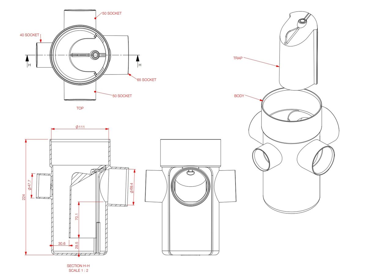 Boss Gully DWV 100-65mm / 50-50-40mm from Reece