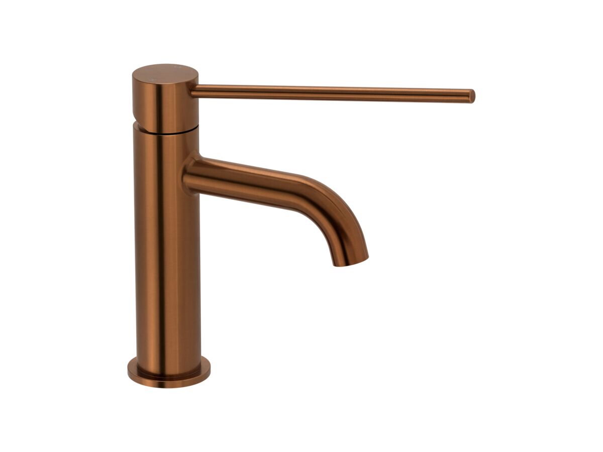 Mizu Drift Basin Mixer Curved Spout with Extended Lever Tap Brushed ...