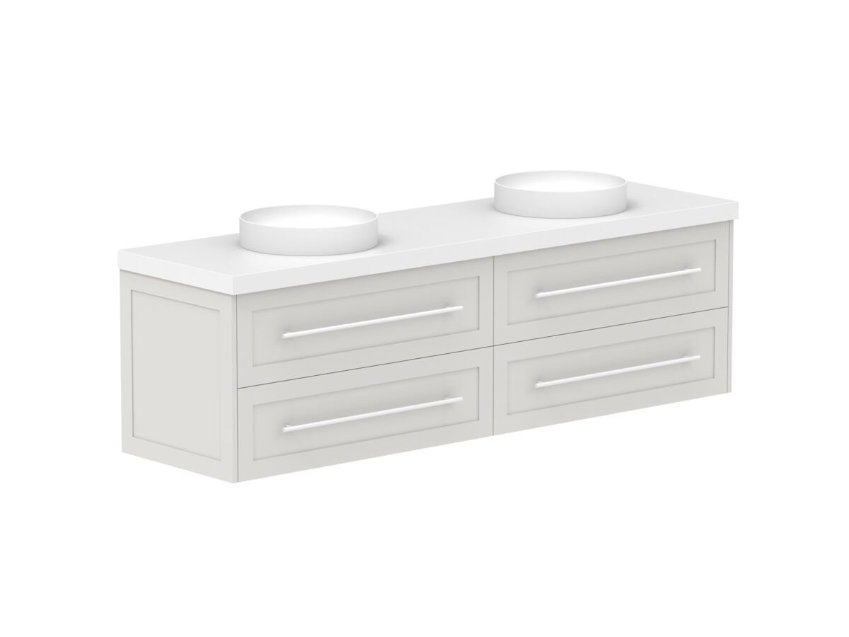 Kado Lux All Drawer 1800mm Wall Hung Vanity Double Basin 50mm Cherry ...