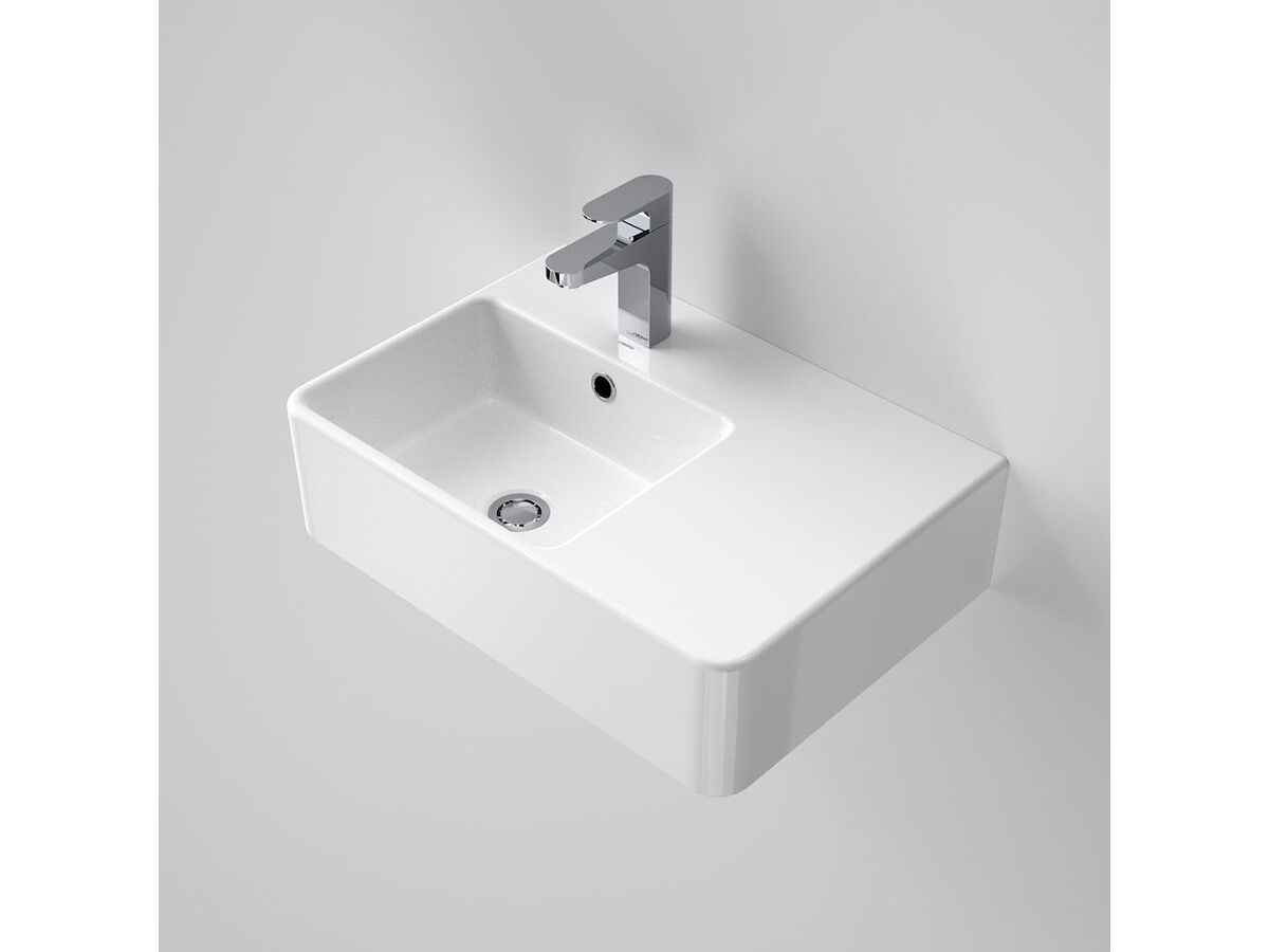 Caroma Cube Wall Basin with Overflow Right Hand Shelf 1 Taphole White ...
