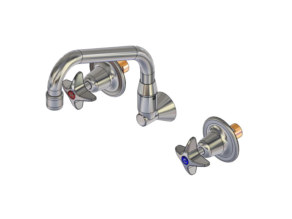 Enware Vandal Proof Swivel Spout Set Capstan Handle 1/4 Turn Chrome (3 ...