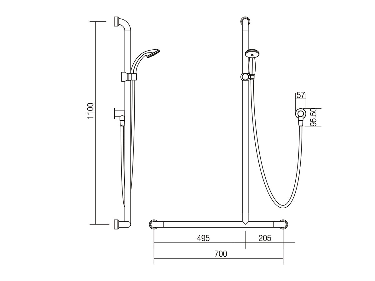 Hosfab HS 01820 C RH Grab Rail Right Hand Shower Kit 20 With Hosfab ...