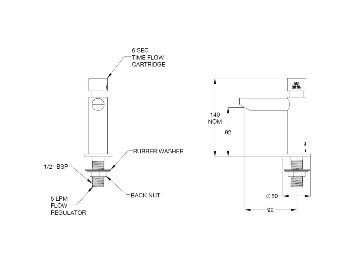 Ezy-Push 316 SS Lead Safe Timeflow Push Button Pillar Tap 6 Seconds ...
