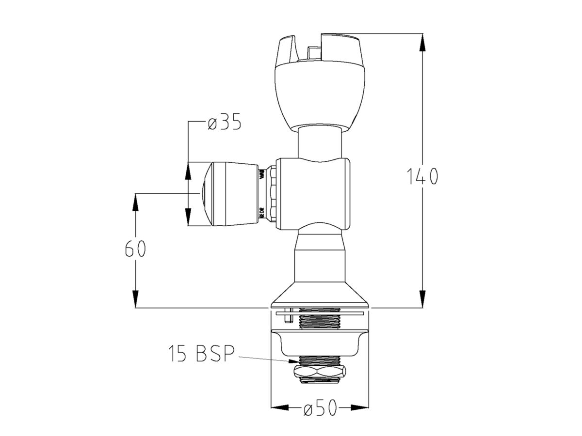 Galvin Engineering Chrome Spring Loaded Vertical Push Tap Left Hand (6 ...