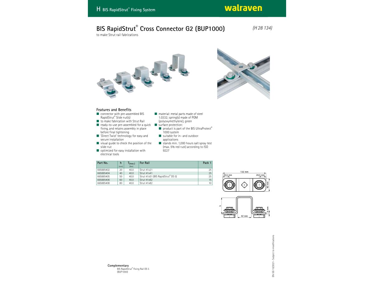 Walraven Rapid StrutCross Conn Bup 41mm x 41mm from Reece