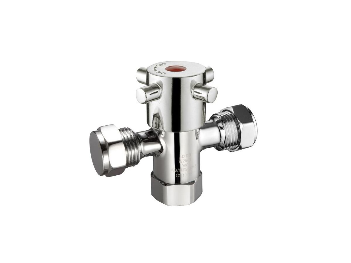 Dual Isolation Stop 1/4 Turn Swivel/Nut15mm Chrome Plated from Reece