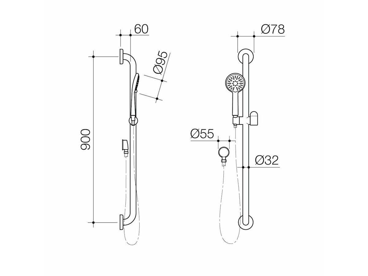 Caroma Home Collection Grab Rail Shower Set 900mm (3 Star) from Reece