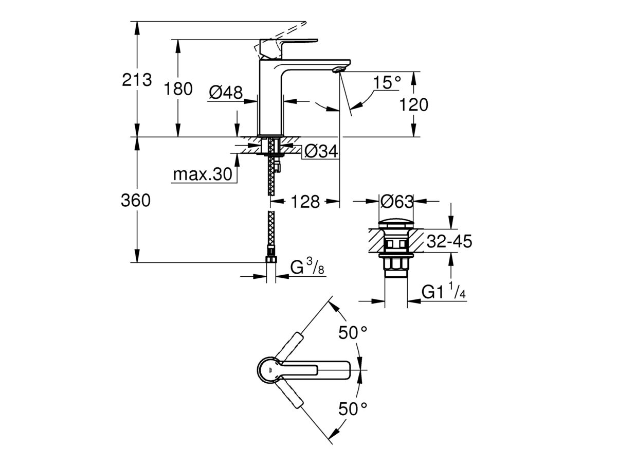 GROHE Lineare New Basin Mixer Tap Chrome (5 Star) from Reece