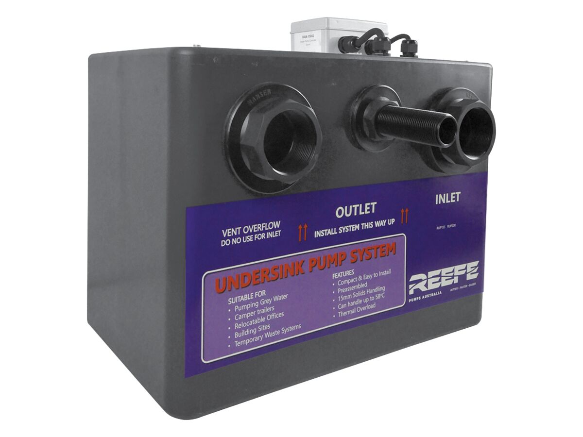QubeX QUP155-T Undersink Lifting System with REEFE RVS155 Sullage Pump ...