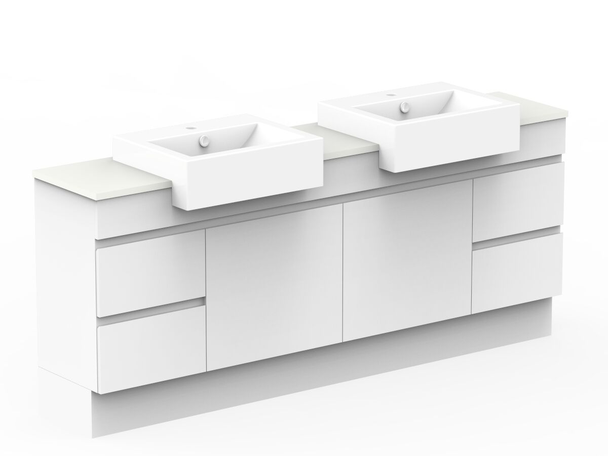 Posh Domaine Plus 1800mm Floor Mount Vanity Unit Semi-Recessed Double ...