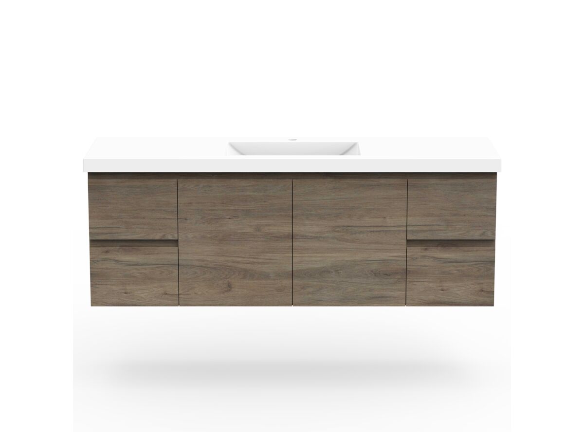 ADP Medina 1500mm Wall Hung Vanity Unit 2 Door 4 Drawers Single Bowl ...
