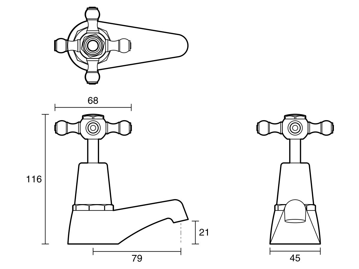 Kado Era Pillar Taps Cross Handles Chrome (5 Star) from Reece