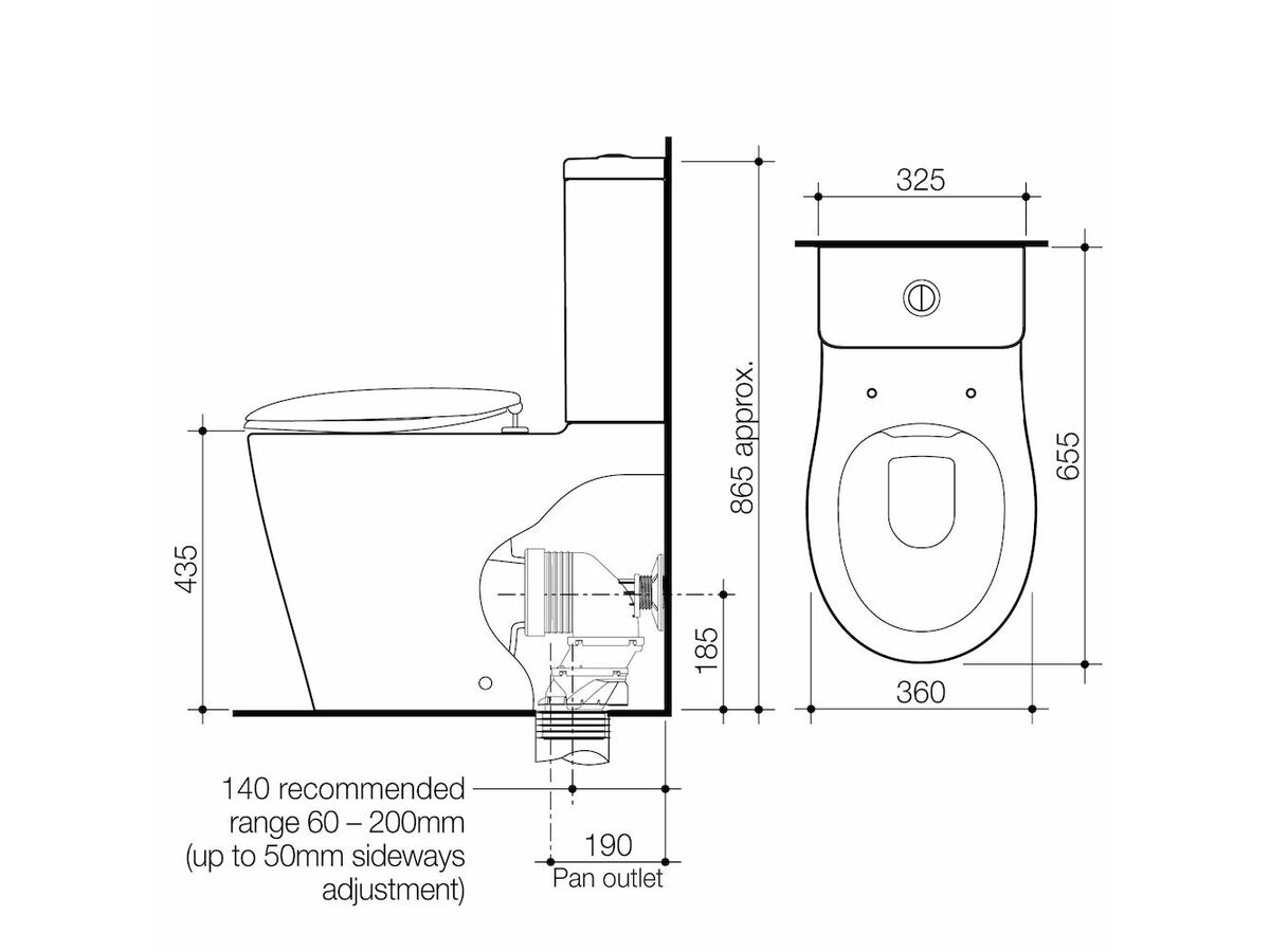 Caroma Care 660 Cleanflush Wall Faced Close Coupled Easy Height Back ...