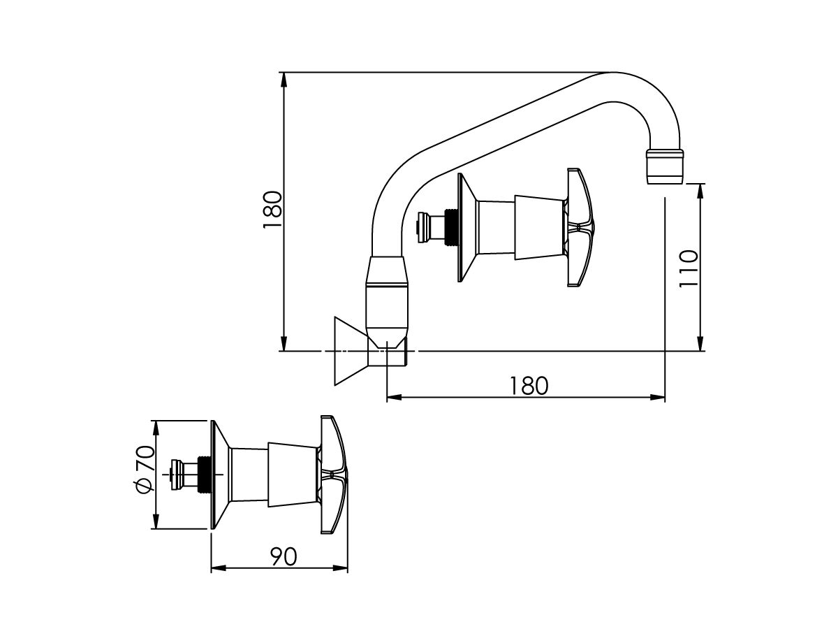 Enware CS Recess Set Vandal Proof with Swivel Spout (3 Star) from Reece