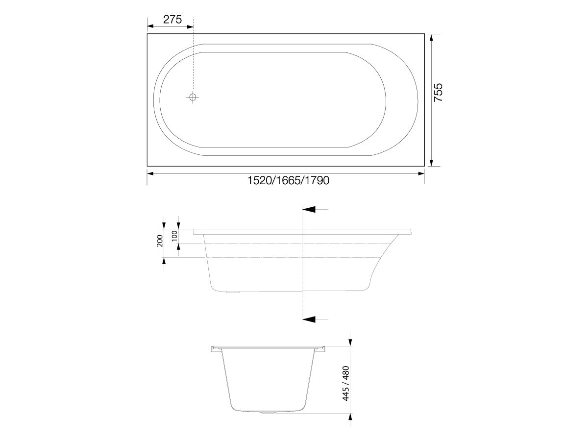 Turin 1675 Inset Bath White from Reece