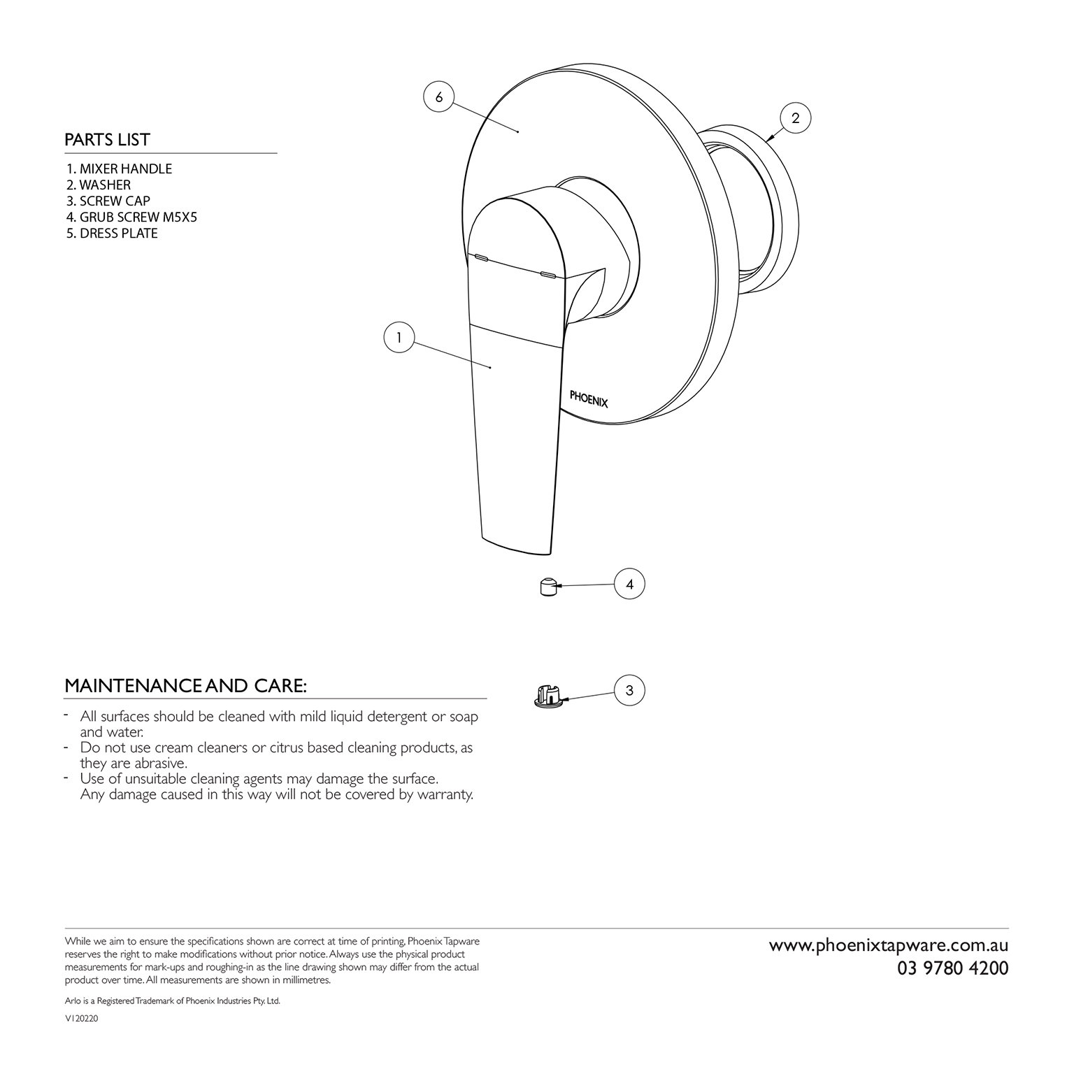Phoenix Arlo Shower / Wall Mixer Tap Trim Matte Black from Reece