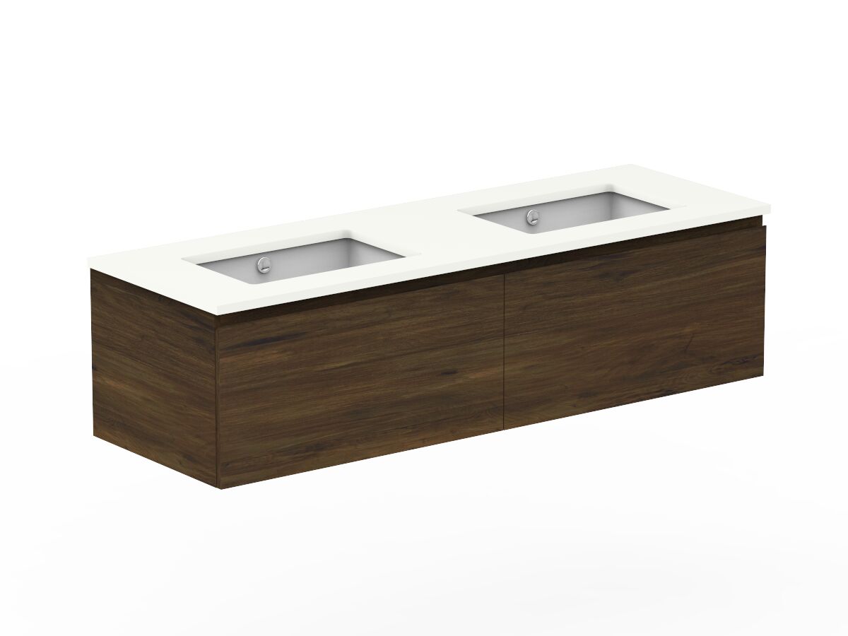 Posh Domaine 1500mm Wall Hung Vanity Unit All-Drawer Double Bowl Friday Top (No Basin) from Reece