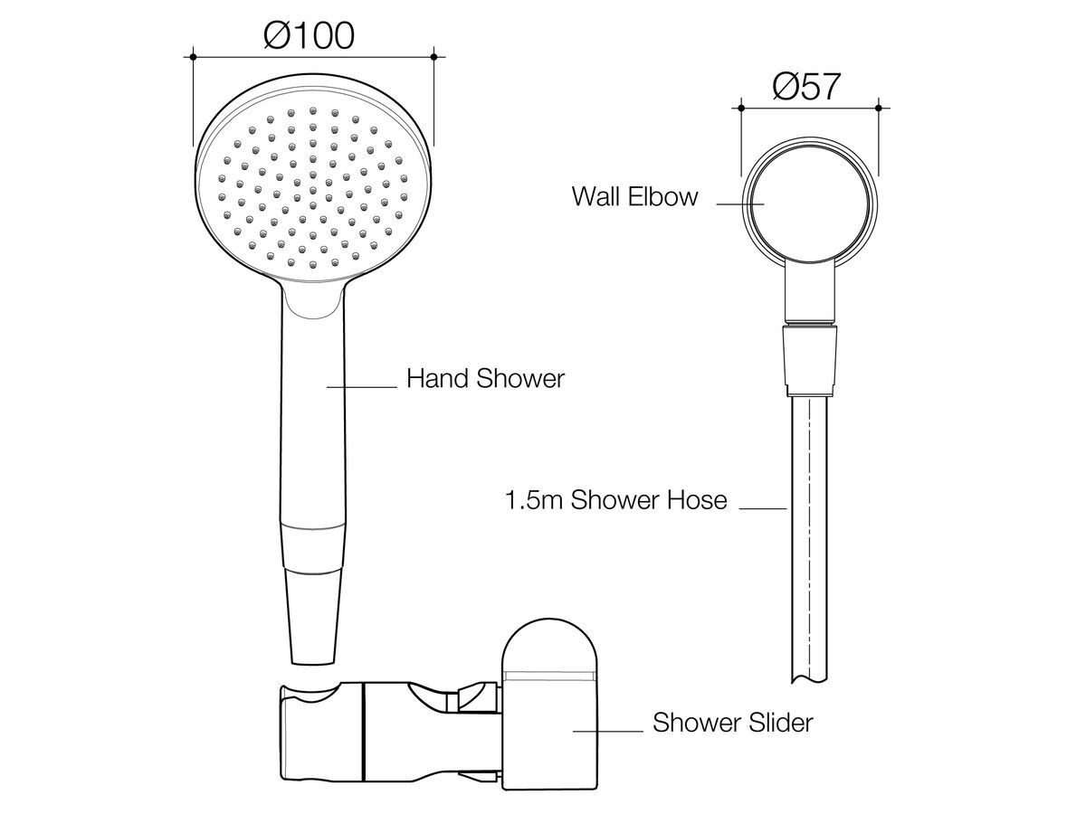 Caroma Care Support Shower Kit with 1.5 Meter hose Chrome (4 Star) from ...