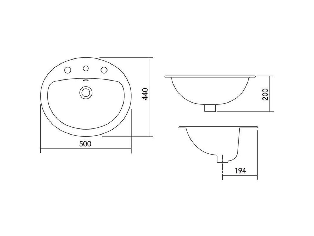 Stylus Venecia 500 Vanity Basin 1 Taphole Caroma White from Reece