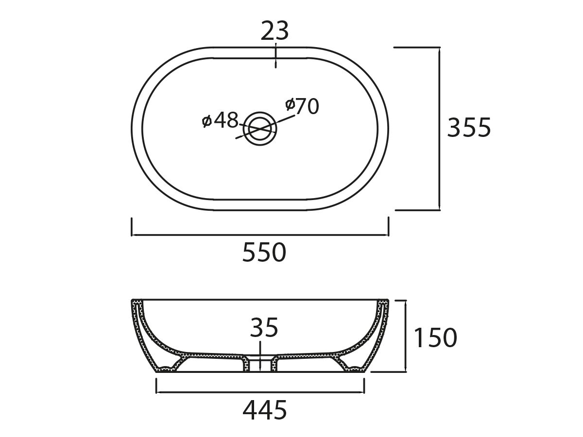Mizu Soothe Vessel Basin 550 x 355 x 150mm No Taphole White from Reece