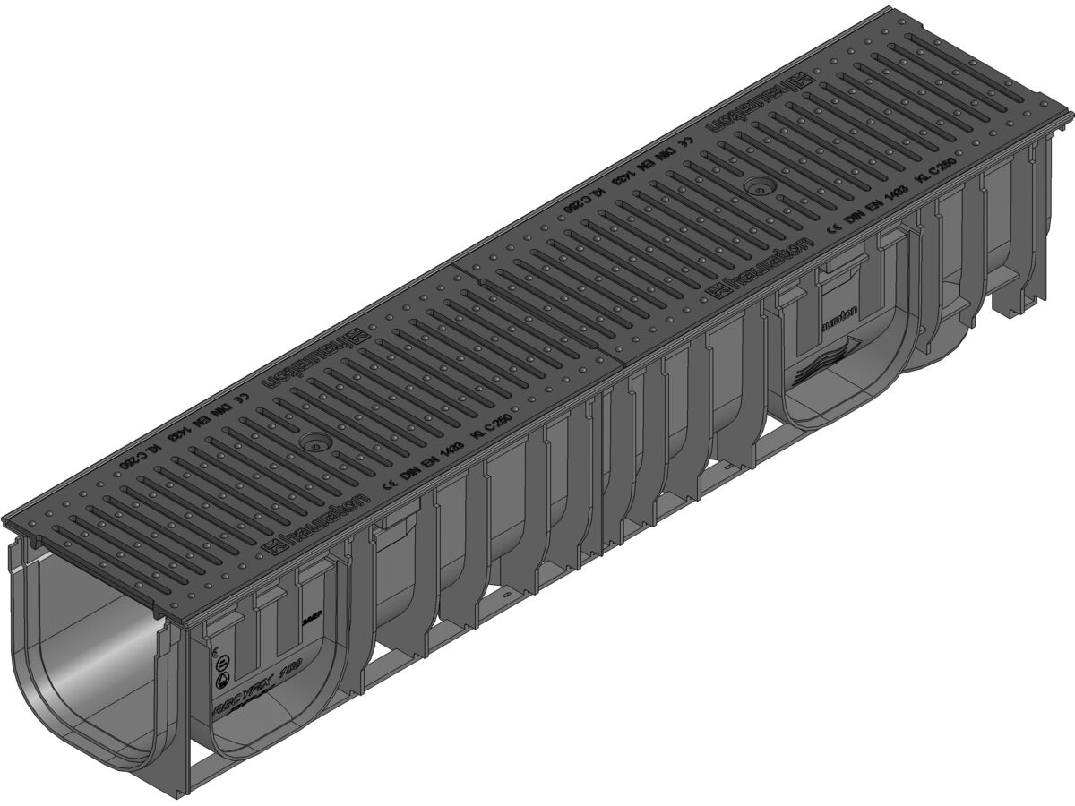 Graf Hauraton 150mm PP Channel with Ductile Iron Heelguard 1mtr from Reece