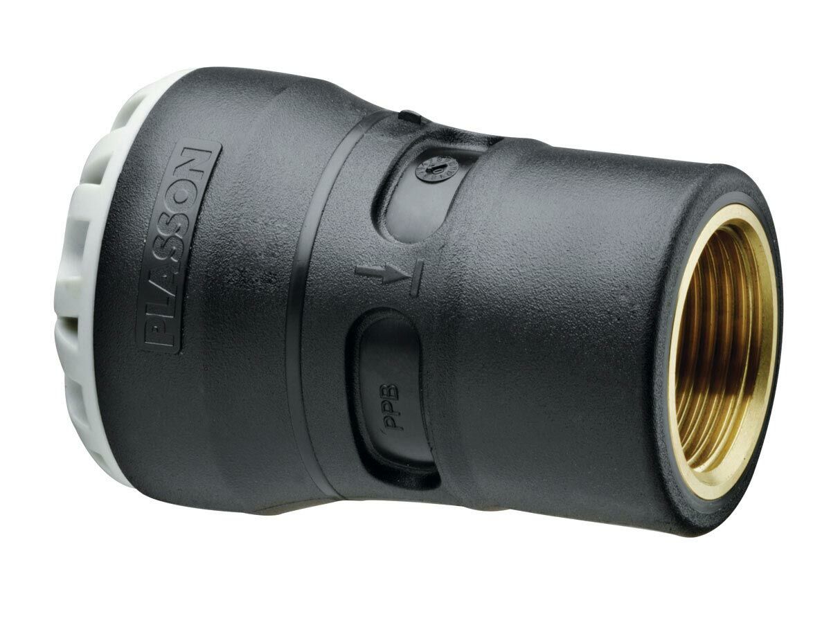 Plasson Pushfit Adaptor Brass Thread 32mm Poly x 25mm Female from Reece