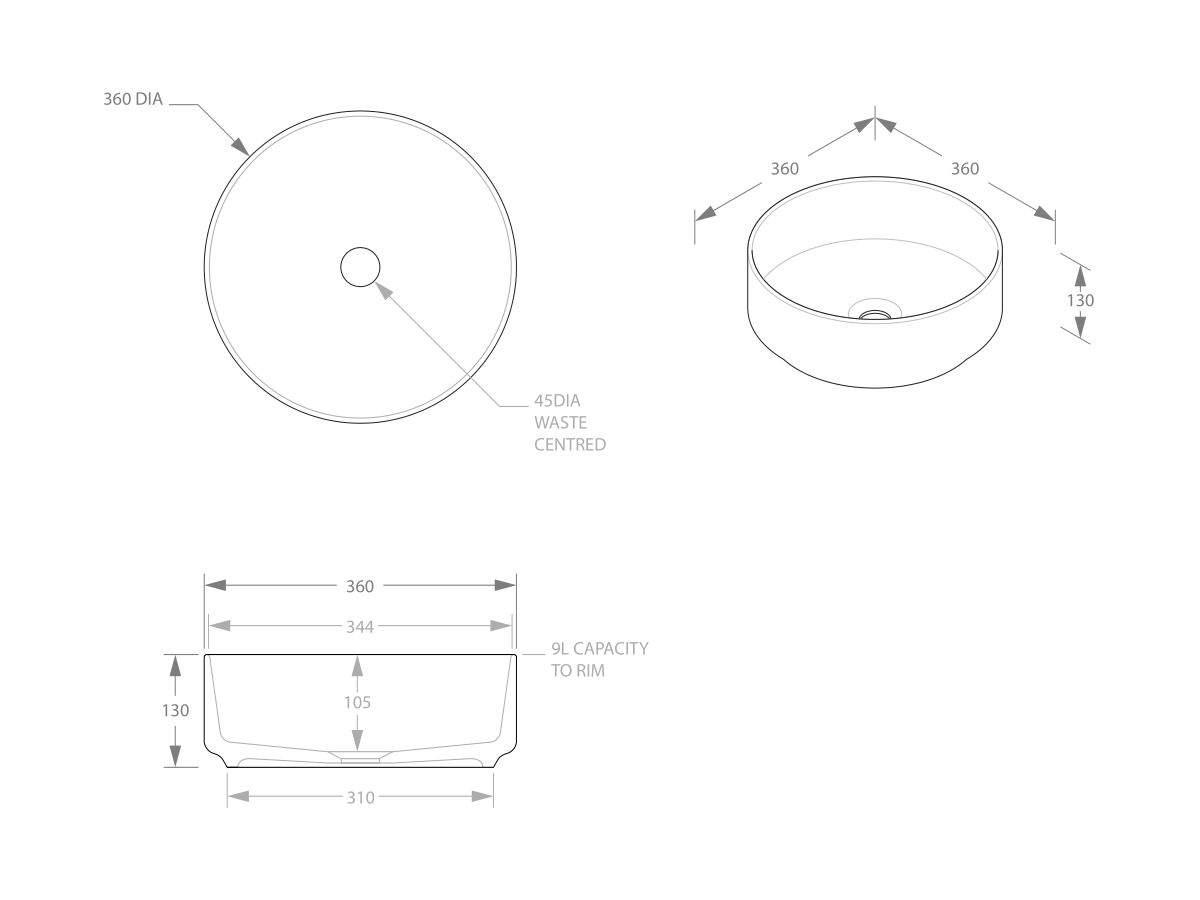ADP Margot Above Counter Basin Gloss White from Reece