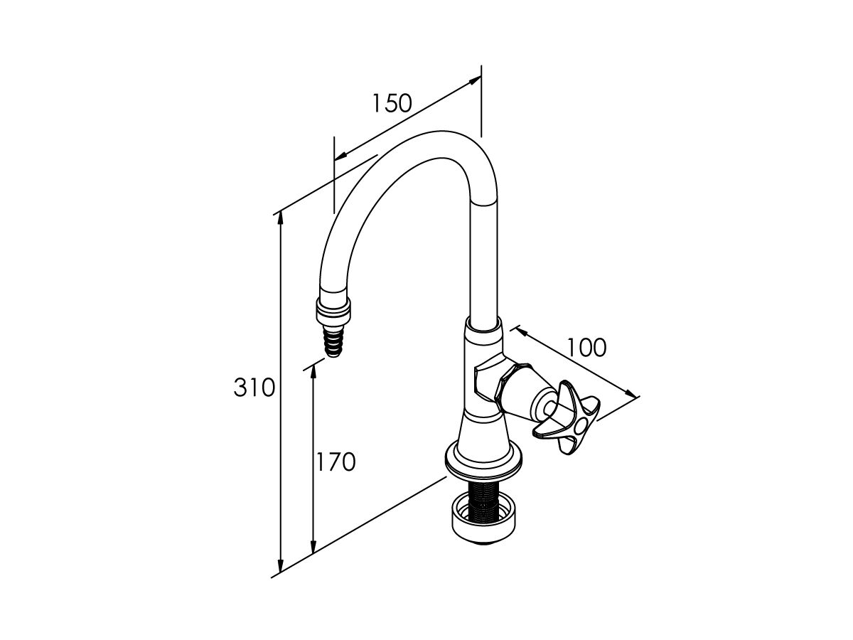 Enware Lab Type 16 Outlet with Fixed Stop Valve (3 Star) from Reece