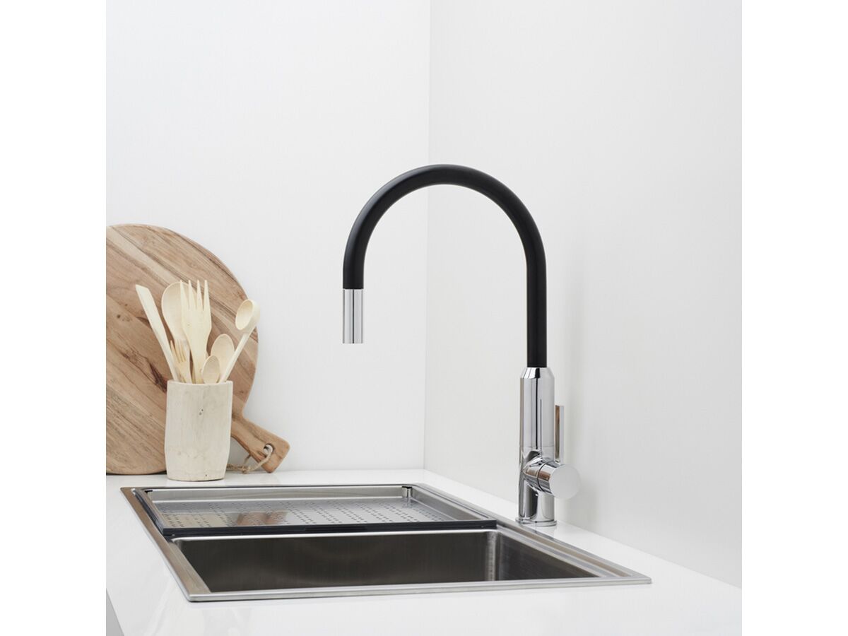 Dorf Vixen Retractable Sink Mixer Tap Black (4 Star) from Reece