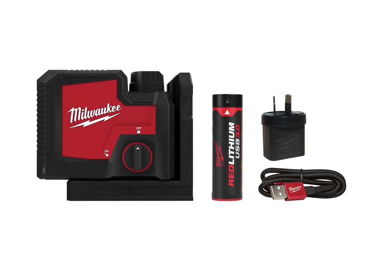 Milwaukee REDLITHIUM USB Rechargeable 3 Point Laser Kit from Reece
