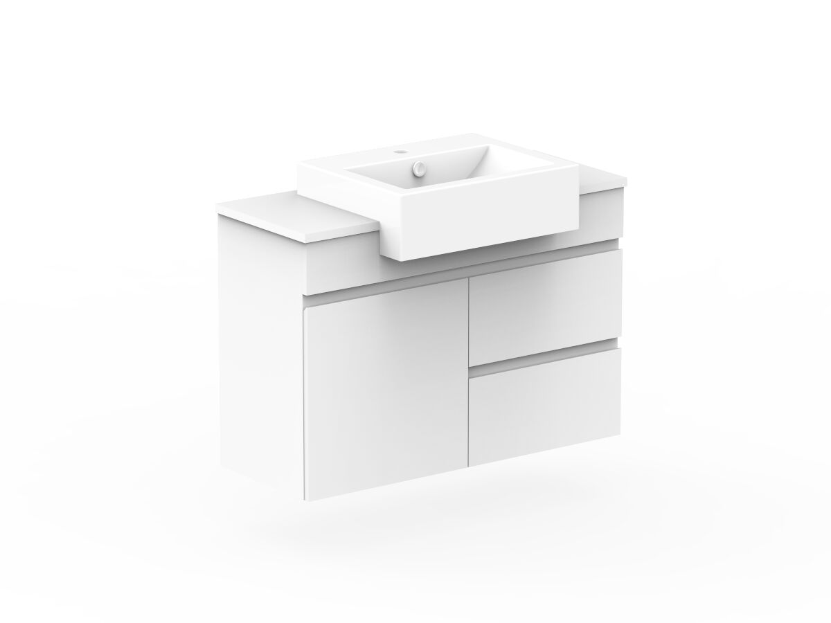 Posh Domaine Plus Semi-Recessed 900 Centre Bowl Wall Hung Vanity Unit ...