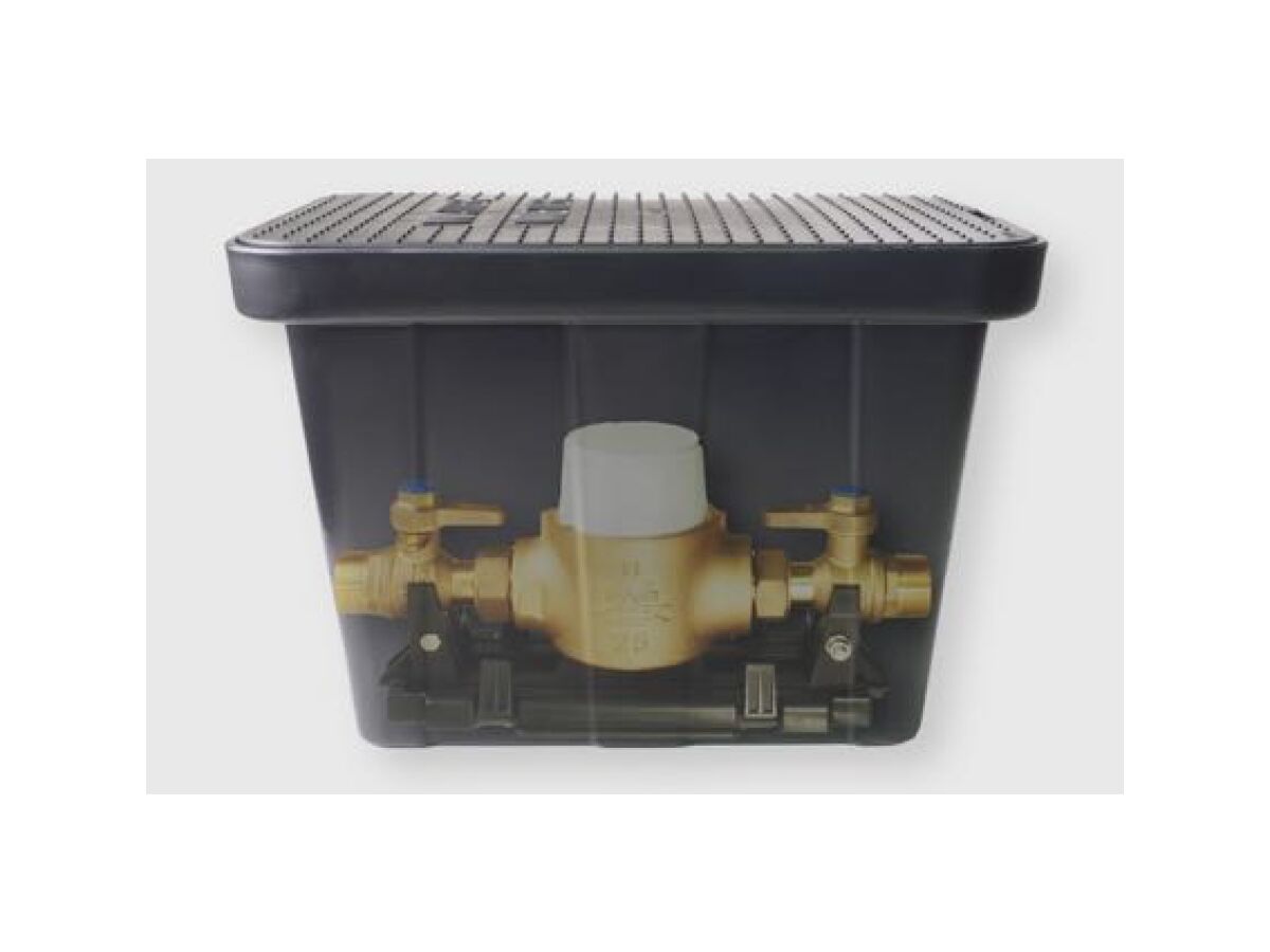 25mm Meter Box Assembly with Itron Meter / 2x Meter Nut & Ball Valves ...