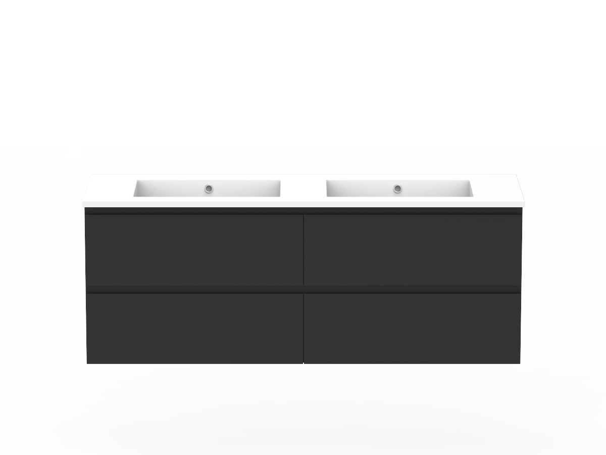 Posh Domaine Plus All Drawer Twin 1500mm Wall Hung Vanity Double Basin ...