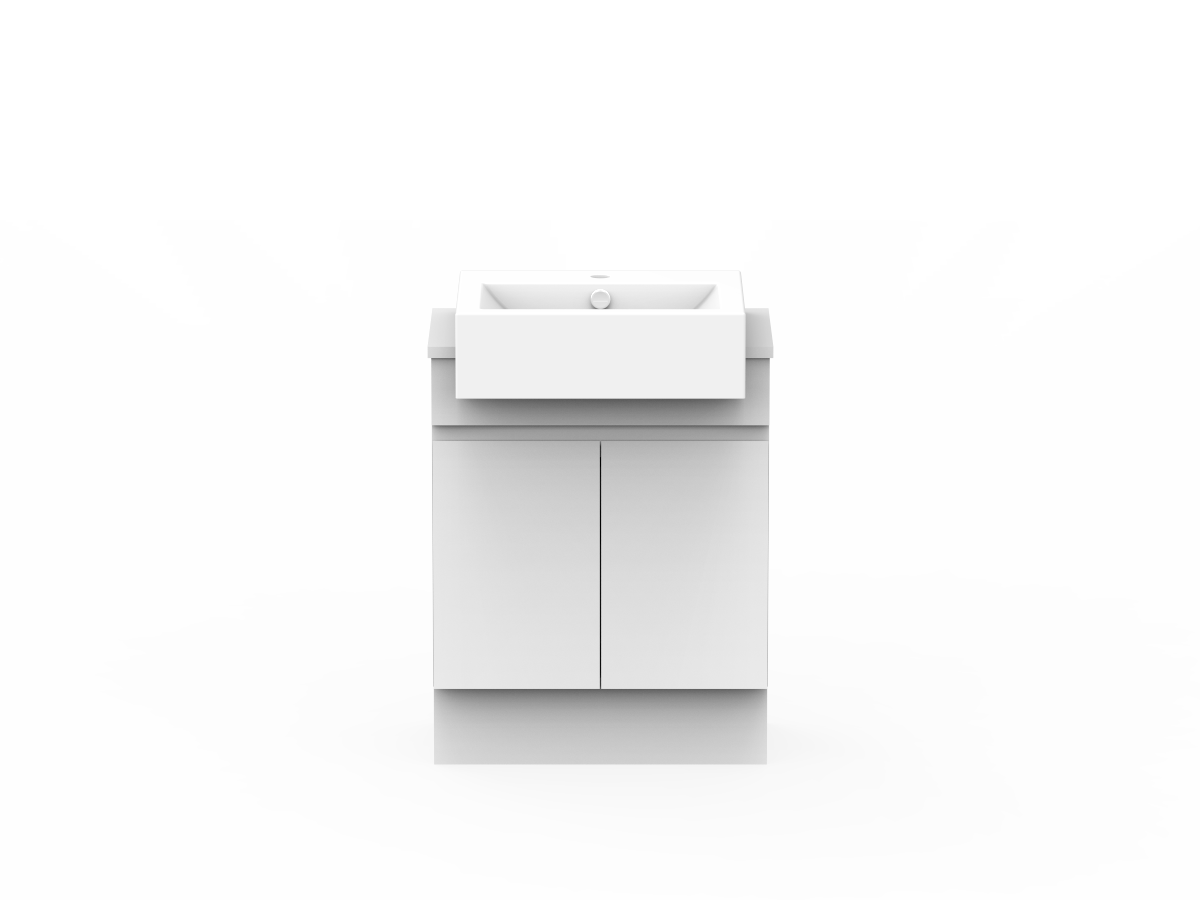 Posh Domaine Plus Semi-Recessed 600mm Floor Mounted Vanity Centre Basin ...