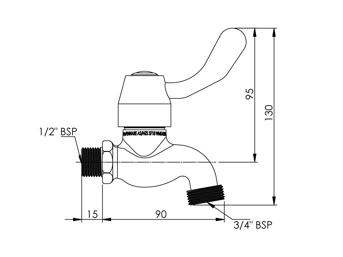 Expo Lever Hose Bib Male 15mm from Reece