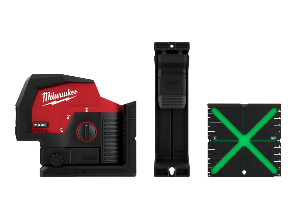 Milwaukee M12 Cross Line + 2 Plumb Laser (Tool Only) from Reece