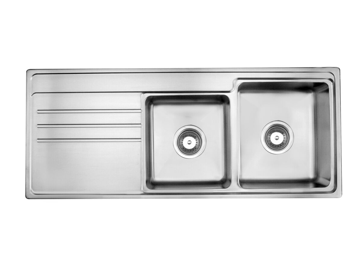 Mizu Geometric 1 3/4 Bowl Inset Sink Right Hand Bowl 1 Taphole 1200mm ...