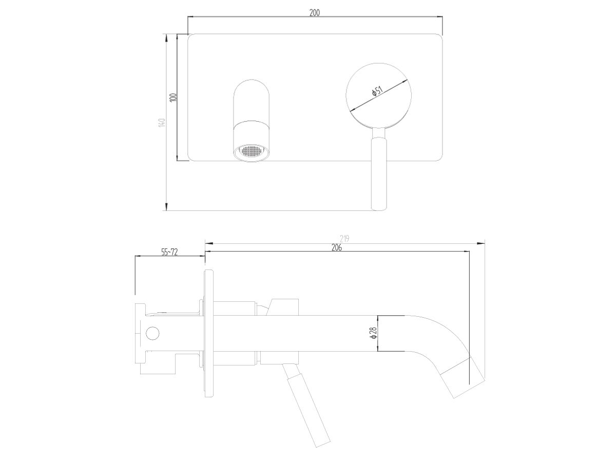 Mizu Drift Wall Basin Mixer Tap Set 200mm Black (4 Star) from Reece