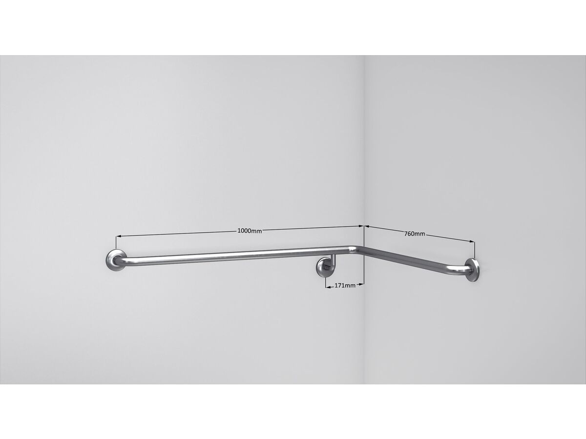 Shower Assisted Grab Rail Concealed 900 x 600mm Right Hand Stainless ...