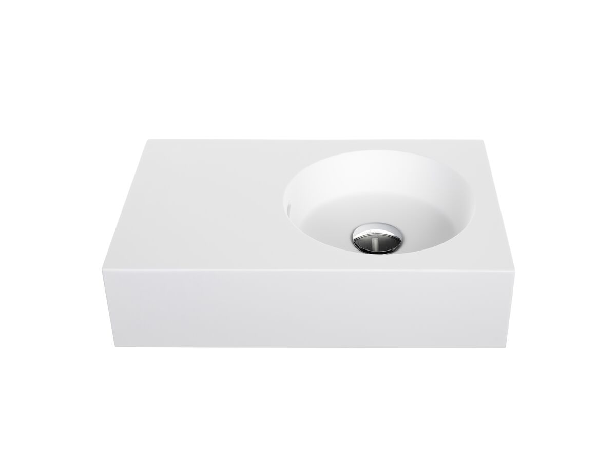 Omvivo Neo Mini Solid Surface Wall Basin Right Hand Bowl No Taphole ...